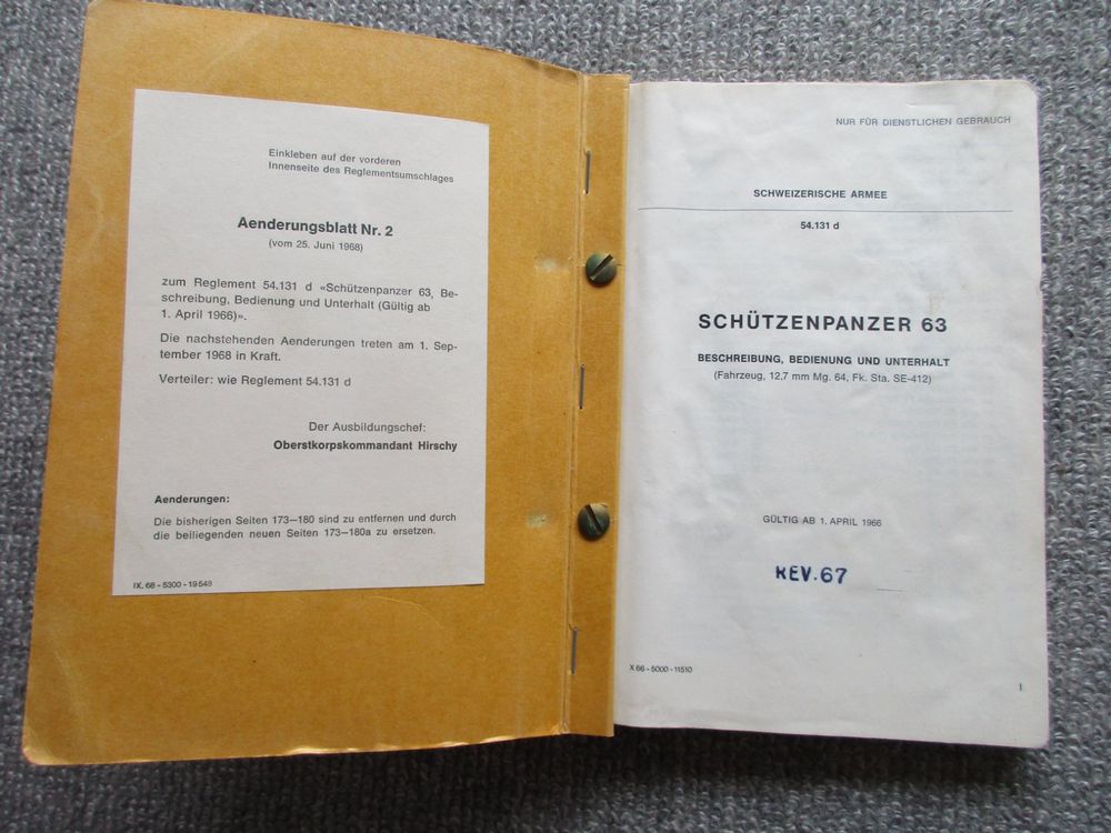 3 Panzer Reglemente der Schweizer Armee "Schützenpanzer 63" (Gebraucht ...