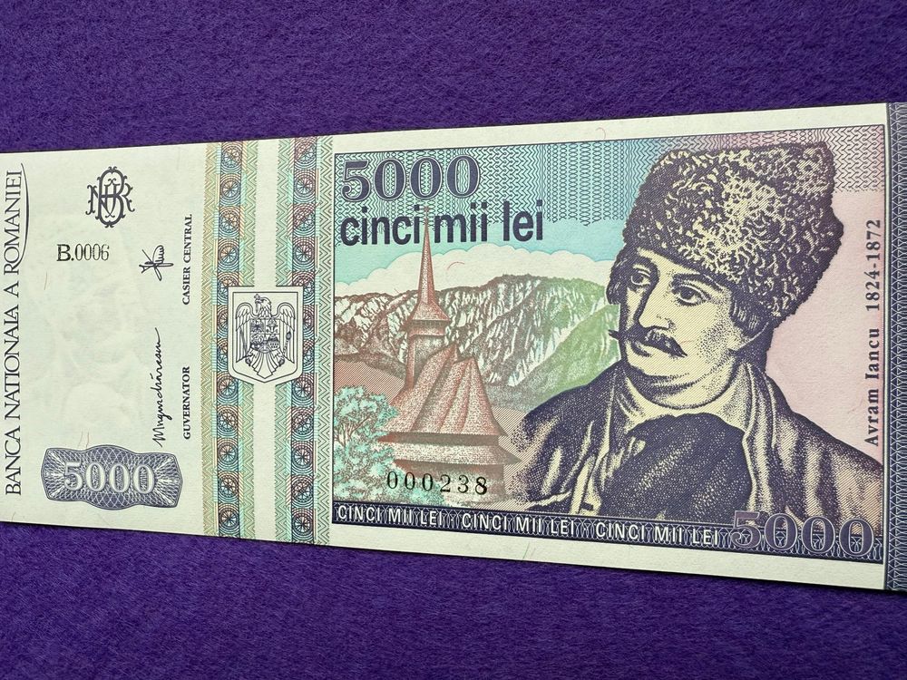 Nr. 238 - Romania 1993 - Rumänien 5000 Lei UNC - Avram Iancu (Neu und ...