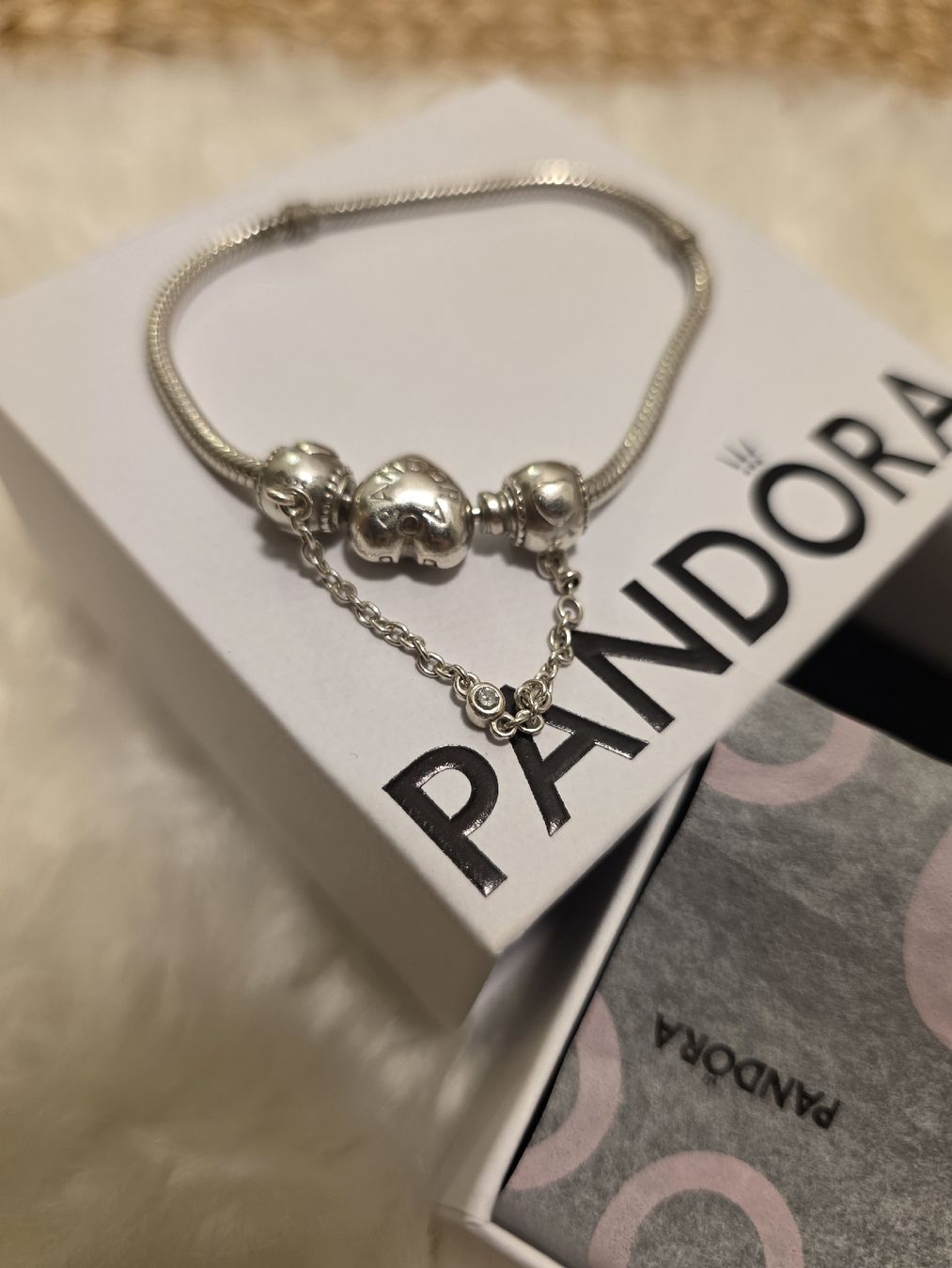 Bracelet Pandora authentique avec chaîne de sécurité - 19cm (Neuf (Voir ...