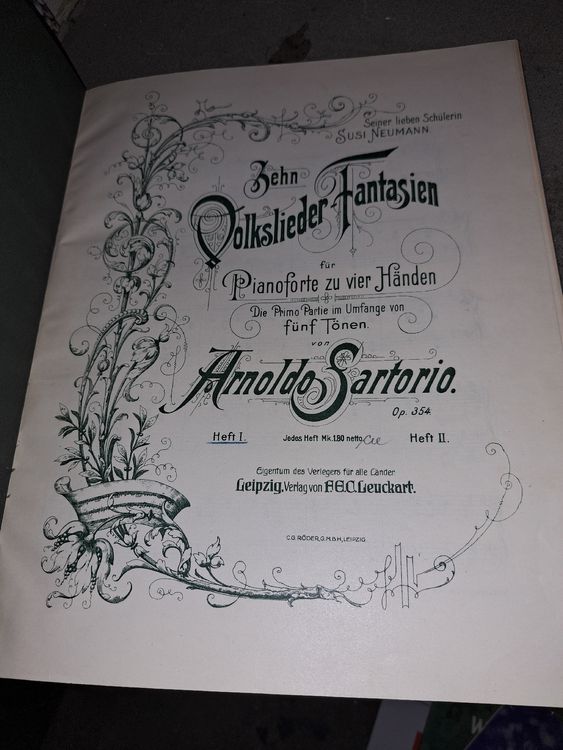Alte Noten: Zehn Volkslieder Fantasien, Sartorio Op. 354 (Gebraucht) in ...