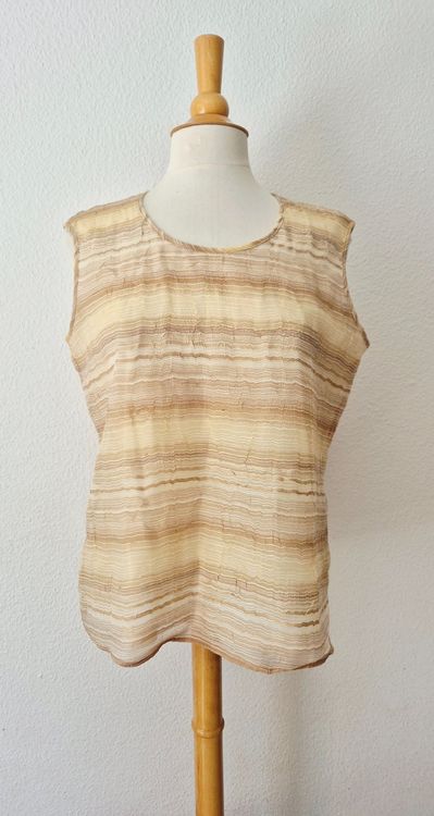 TOP TUNIKA BEIGE VINTAGE 40 L MIT SEIDE SILK SOIE UNIKAT (Neu (gemäss ...
