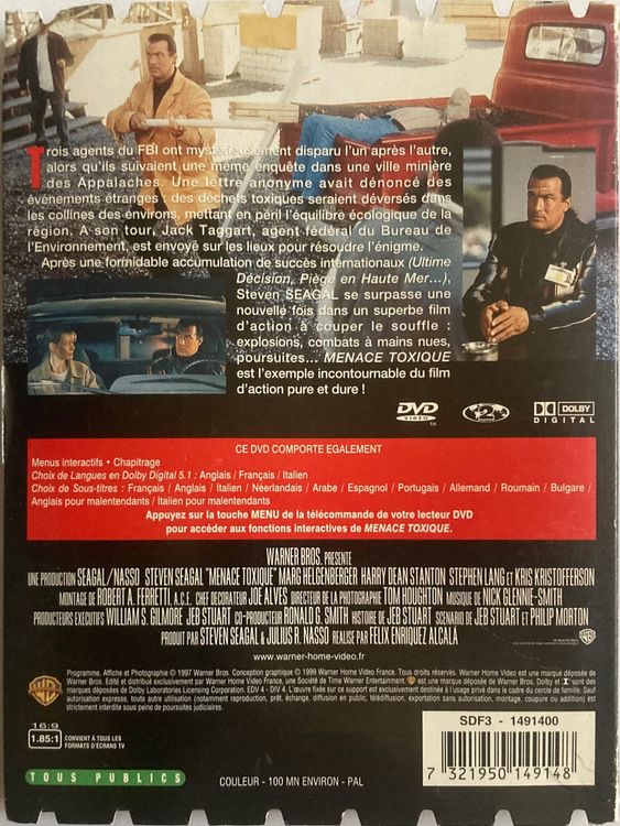 STEVEN SEAGAL - MENACE TOXIQUE (AGENT FEDERAL IL SE BAT SEUL (D ...