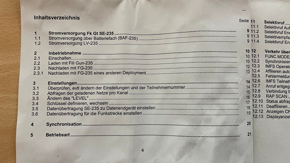 Funksystem SE-235 - Checkliste - Merkblatt 58.430/I d (Gebraucht) in ...