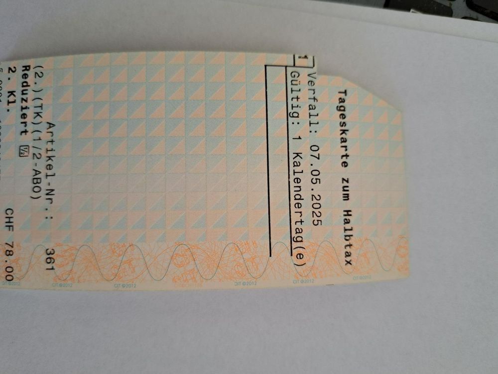 Tageskarte zum Halbtax (Neu (gemäss Beschreibung)) in Winterthur für CHF 57 – mit Lieferung auf ...