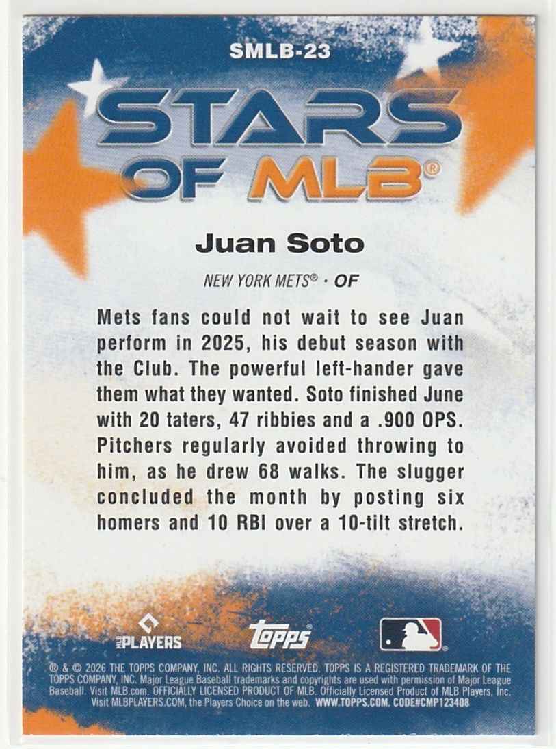 2026 Topps Series 1 Baseball Hobby Juan Soto Stars Mets (Neu (gemäss ...