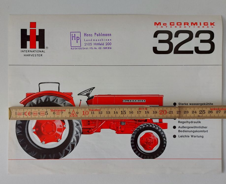 Prospekt Traktor MC Cormick 323 IHC Tracteur IHC (Gebraucht) in Schenkon für CHF 20 – mit ...