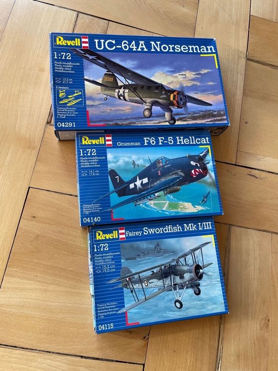 3 Modelle von Revell 1/72 (Norseman, Hellcat, Swordfish) | Kaufen auf ...