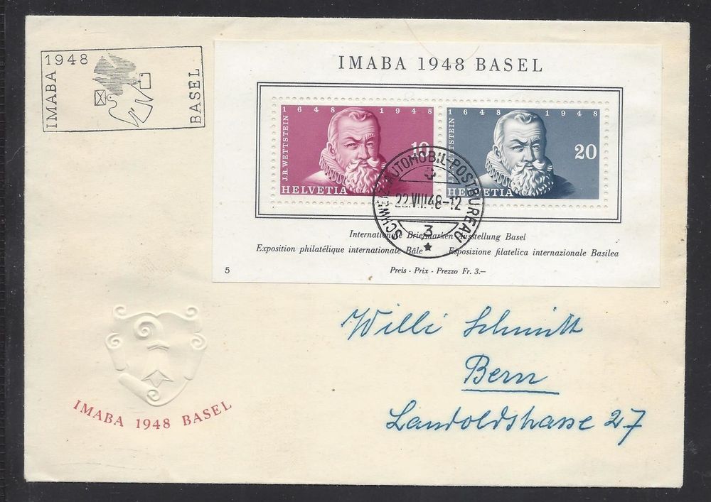 1948 : Imbaba W31 Block auf Brief (Gebraucht) in Gümligen für CHF 12 ...