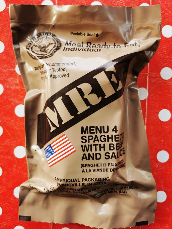 Original US Army MRE Menu #4 Spaghetti with Beef Insp. 2/25 (Neu und ...