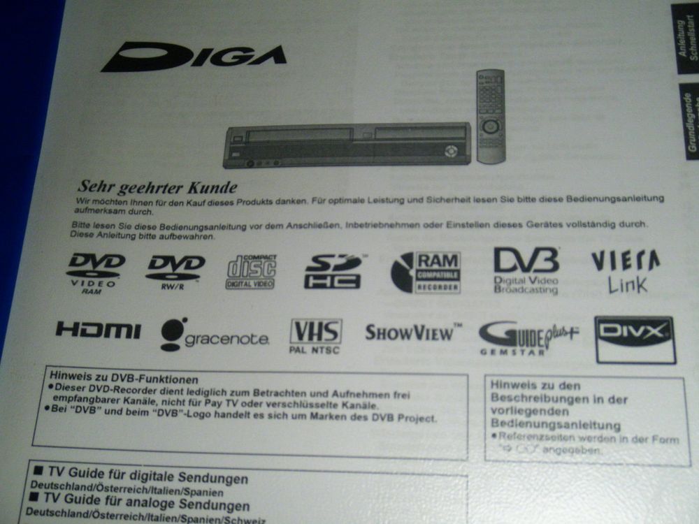 Panasonic DMR-EX99V VHS-HDD-DVD Recorder 250 GB (Gebraucht) in für CHF ...