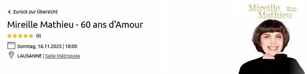 Mireille Mathieu - 60 ans d'Amour - 2 Places (D'occasion) à ...