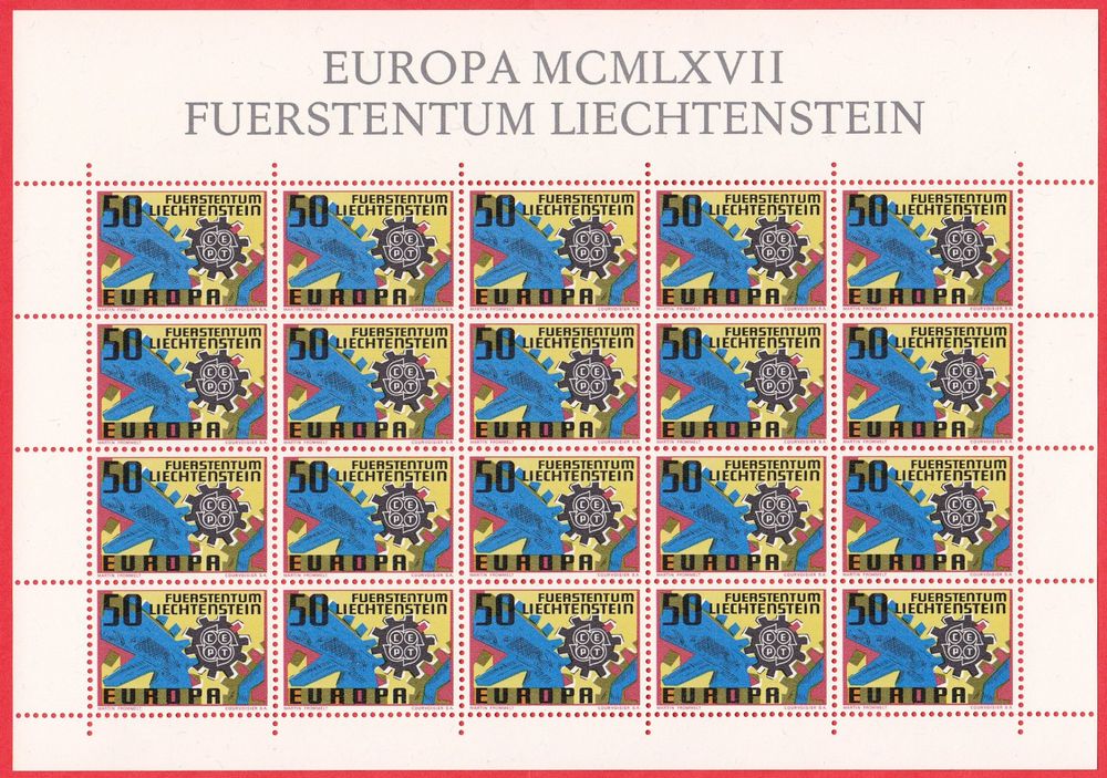 1967 Lichtenstein EUROPA Bogen ** Postfrisch ** (Neu (gemäss Beschreibung)) in Adliswil für CHF ...