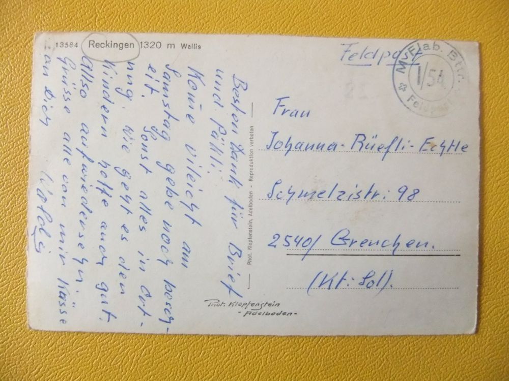 Reckingen mit Militärpoststempel | Kaufen auf Ricardo Reckingen mit Militärpoststempel | Kaufen auf Ricardo