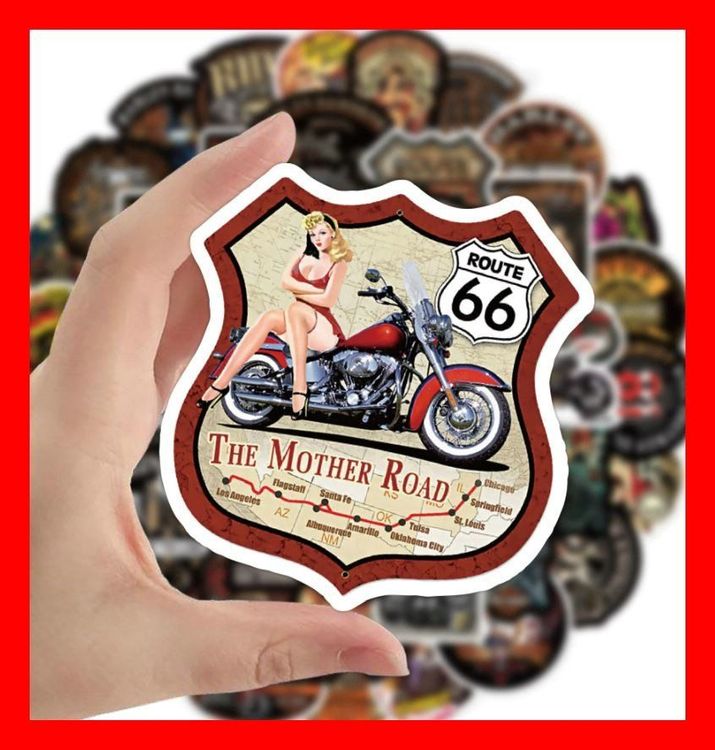 Stickerset 50 tlg Route 66 USA Motorrad (Neu und originalverpackt) in ...