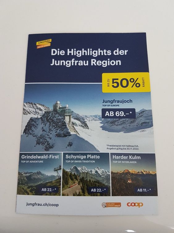 Coop Gutschein Jungfraujoch (Neu (gemäss Beschreibung)) in Schliern b. Köniz für CHF 12 – mit ...