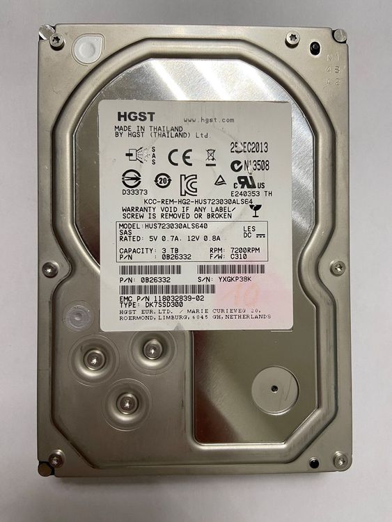 HGST 3TB 6Gbps 3.5" SAS HDD Enterprise Datacenter (Gebraucht) in ...