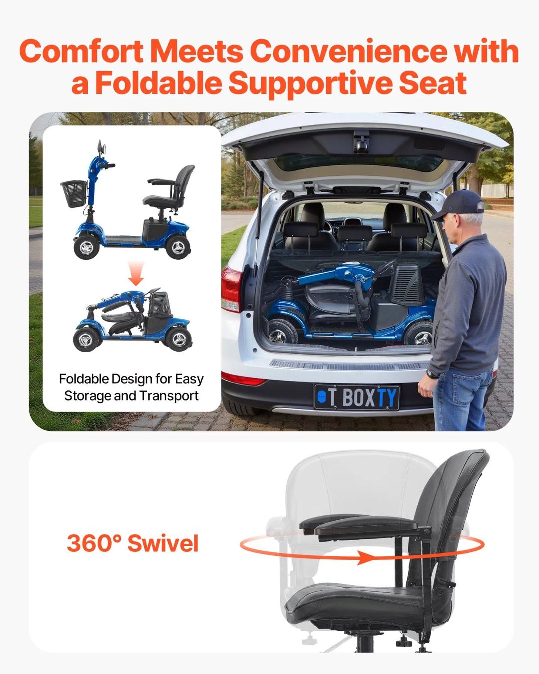 Scooter de Mobilité Électrique Pliable 3 Roues Tout-terrain (Neuf avec ...