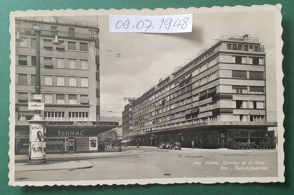 AK CP Biel Bienne Bahnhofquartier Quartier de la gare g.1948 (Gebraucht ...