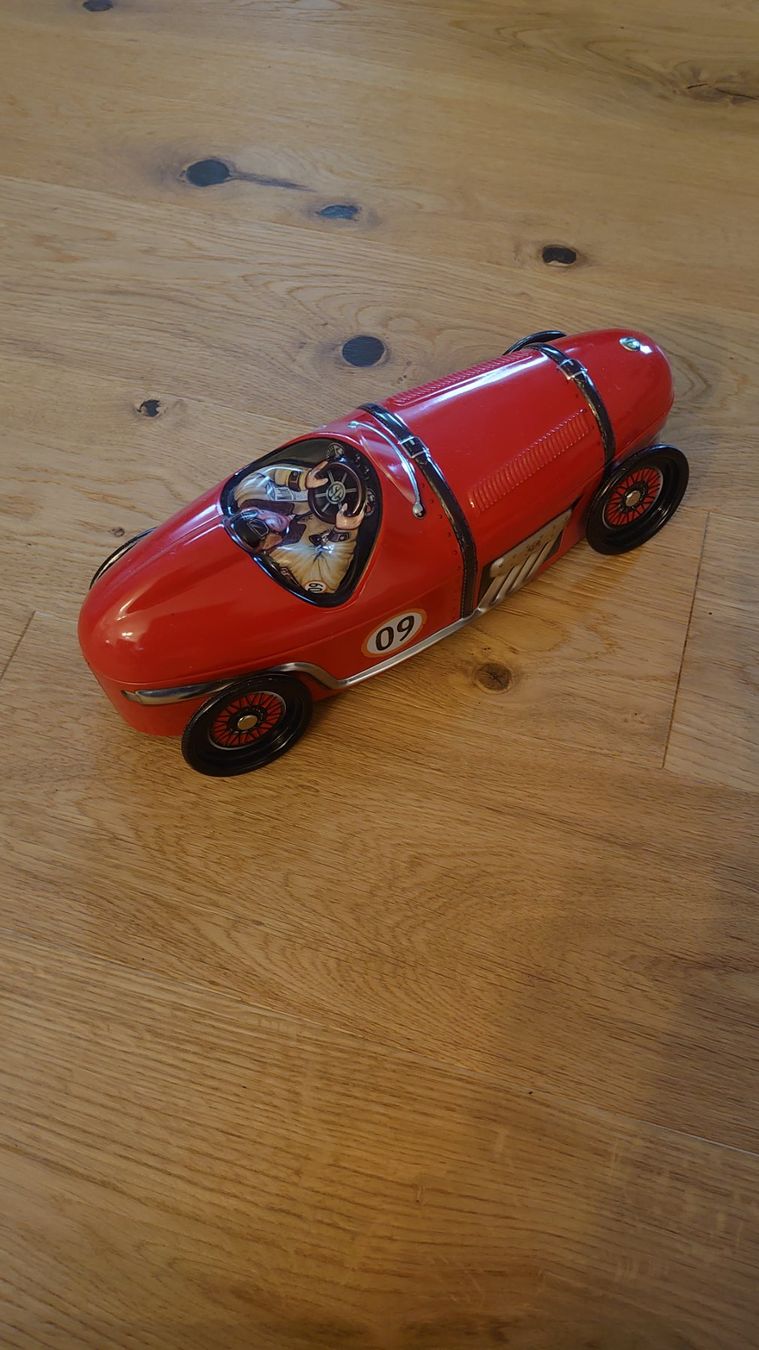 Rennauto aus Blech, rot, Vintage, Oldtimer, Rarität! (Gebraucht) in ...