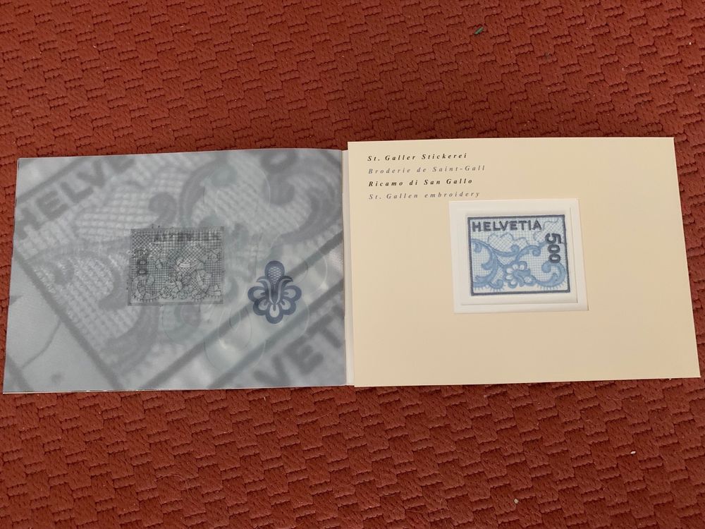 St. Galler Stickerei 2000; Heft mit 5 Fr Block +Beschreibung (Gebraucht ...
