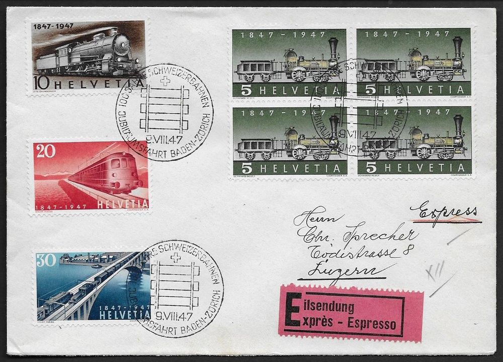 1947 Express FDC Eisenbahn Serie ET-o Top Ausführung ab 1.- | Kaufen auf Ricardo