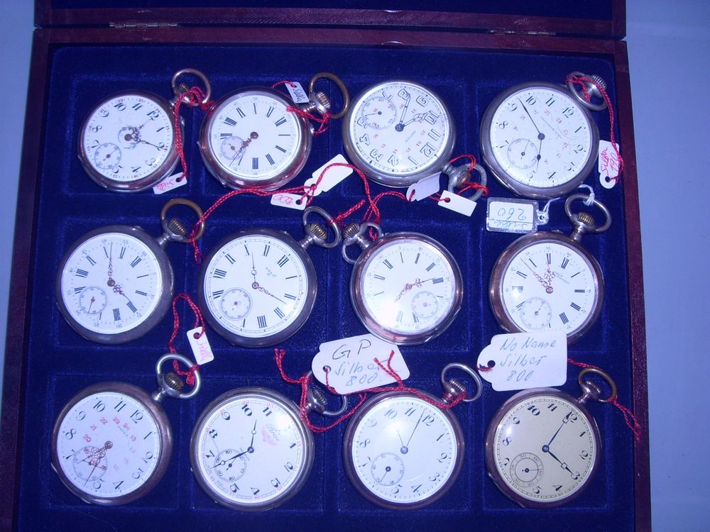 LOT 12 TASCHENUHREN AUS SILBER 0.800 MIT BOX | Kaufen auf Ricardo