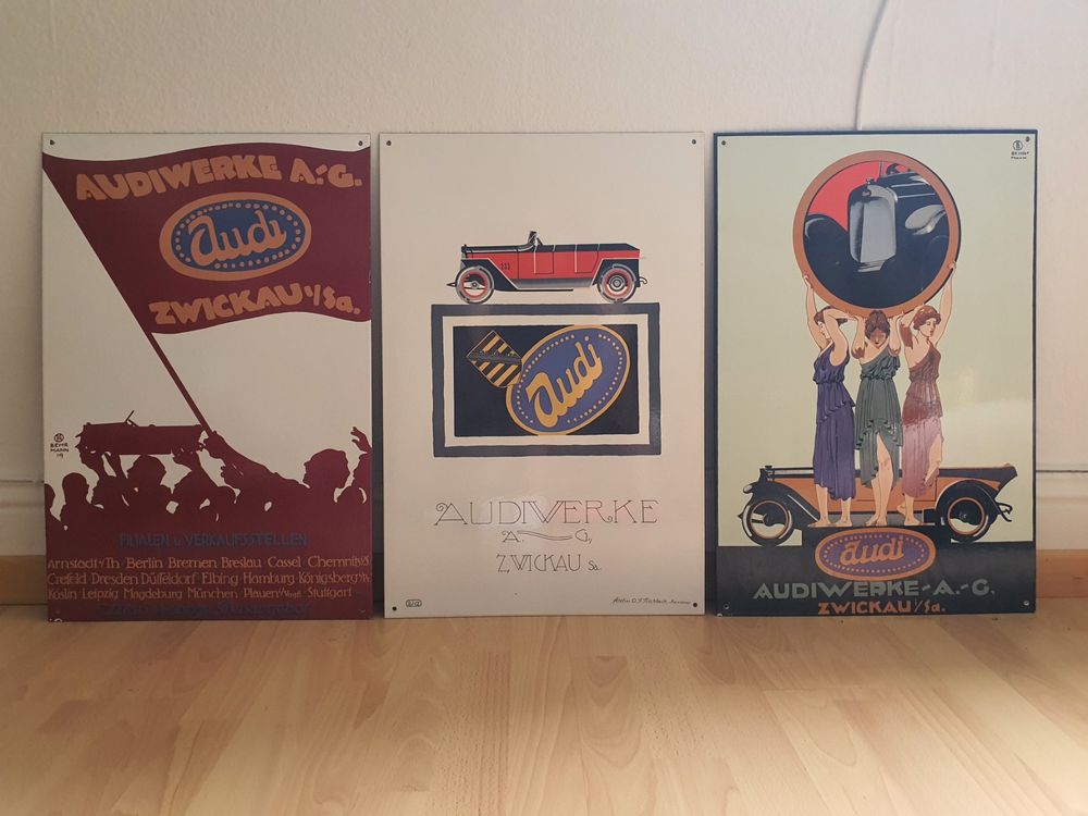 Emailschild Audi Audiwerke Logo 70er Emaille Schild Reklame (Gebraucht ...