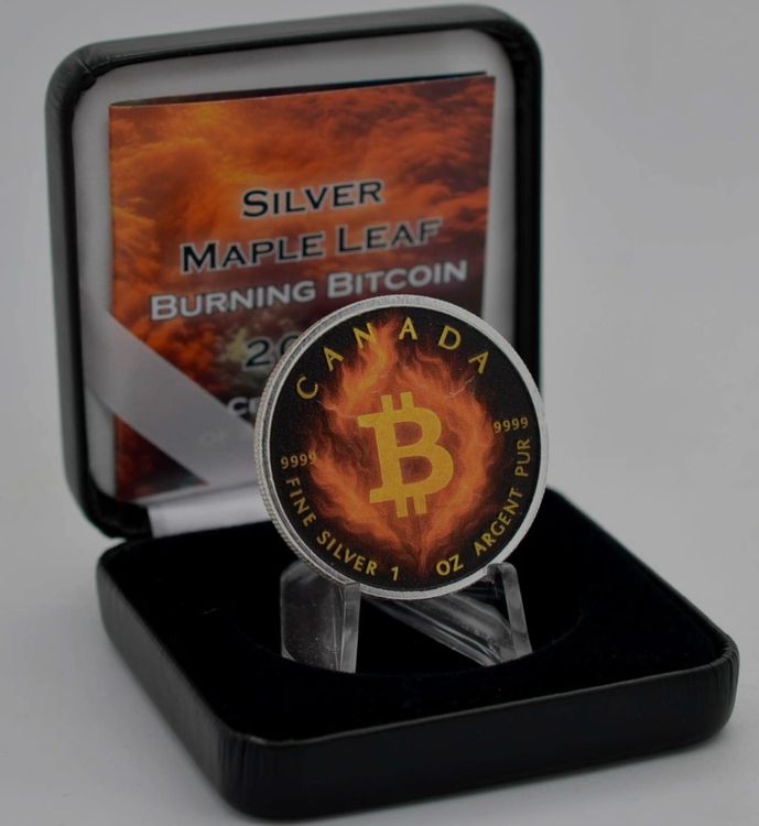1 OZ Silber Maple Leaf Burning Bitcoin Edition 2025 (Neu und ...