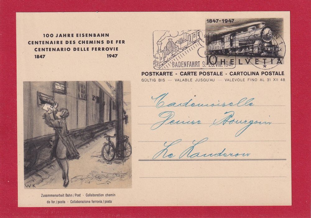 Entier postal 100 Jahre Eisenbahn 1947 | Kaufen auf Ricardo