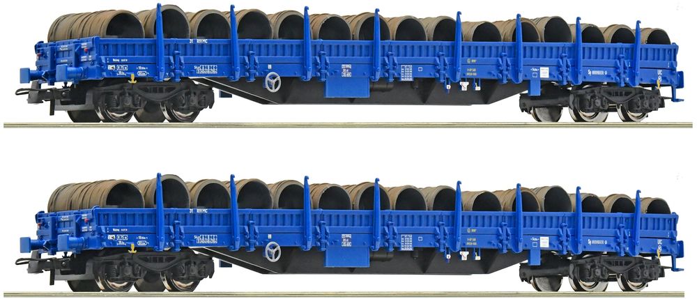Roco 6600099 2er-Set PKP Rungenwagen Res mit Ladung H0 DC (Neu und originalverpackt) in ...