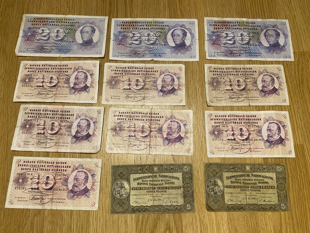 Schweizer Banknoten LOT 12 stk (Gebraucht) in Wetzikon für CHF 35 – mit ...