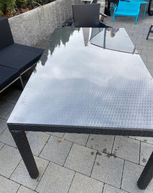 Ratten Tisch 160 x 90cm mit Glasplatte | Kaufen auf Ricardo