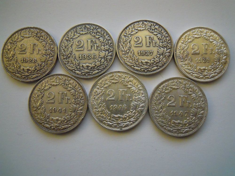 7 x 2 Fr. silber (Gebraucht) in Kriegstetten für CHF 49 – mit Lieferung auf Ricardo kaufen