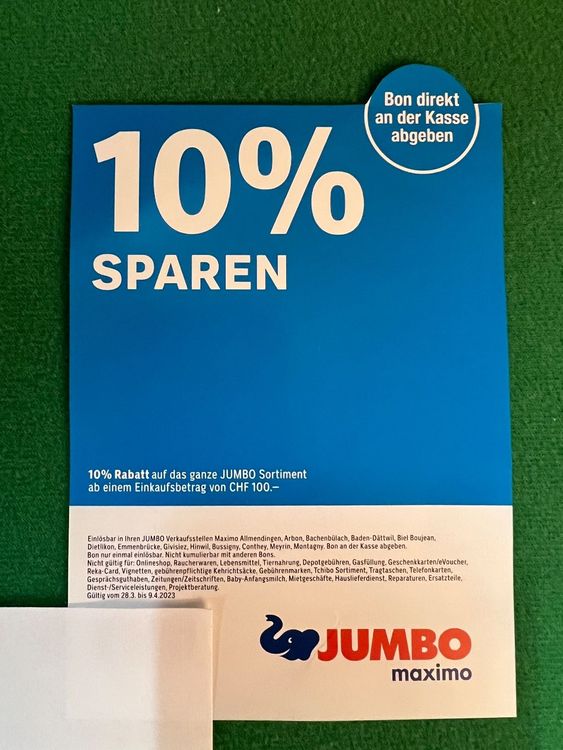 Jumbo maximo 10% Gutschein - bis 09.04.2023 | Kaufen auf Ricardo