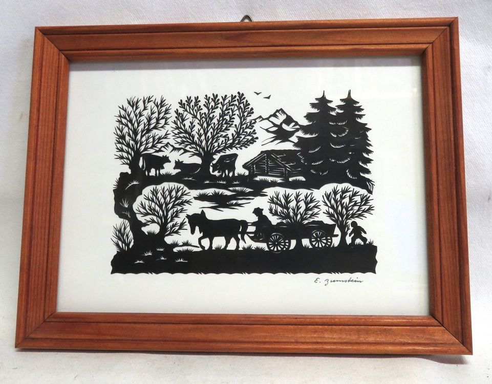 Scherenschnitt von Elisabeth Zumstein gerahmt hinter Glas | Kaufen auf Ricardo