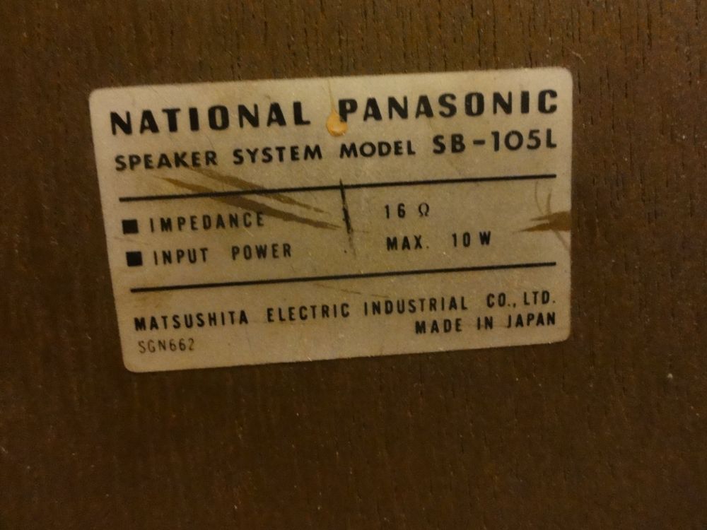 NATIONAL PANASONIC Lautsprecher 16 Ohm für Röhrenverstärker (Gebraucht ...