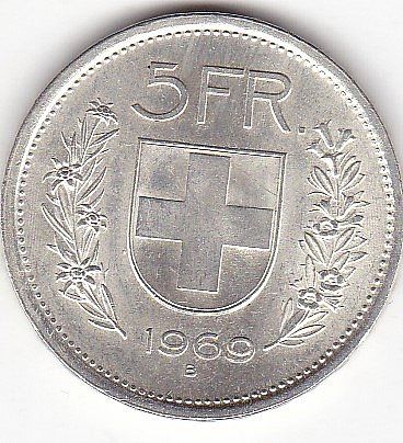 5 Franken 1969 Silber, fast unzirkuliert. (Gebraucht) in Schlieren für CHF 12 – mit Lieferung ...