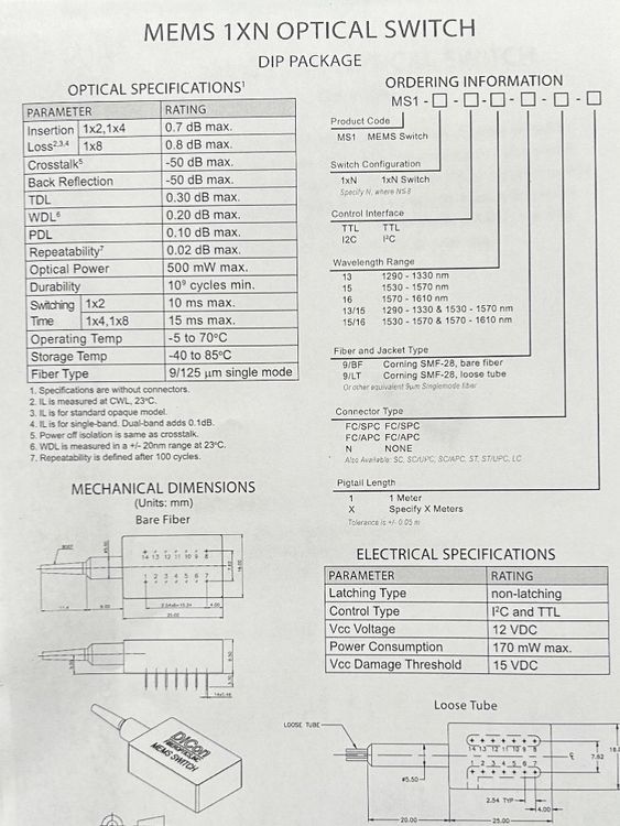 Glasfaser Switch 1x8 MEMS OPTICAL Switch (Gebraucht) in Schupfart für CHF 199 – mit Lieferung ...