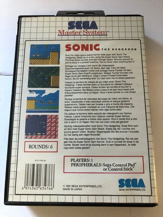 Sonic the Hedgehog Sega Master System | Kaufen auf Ricardo