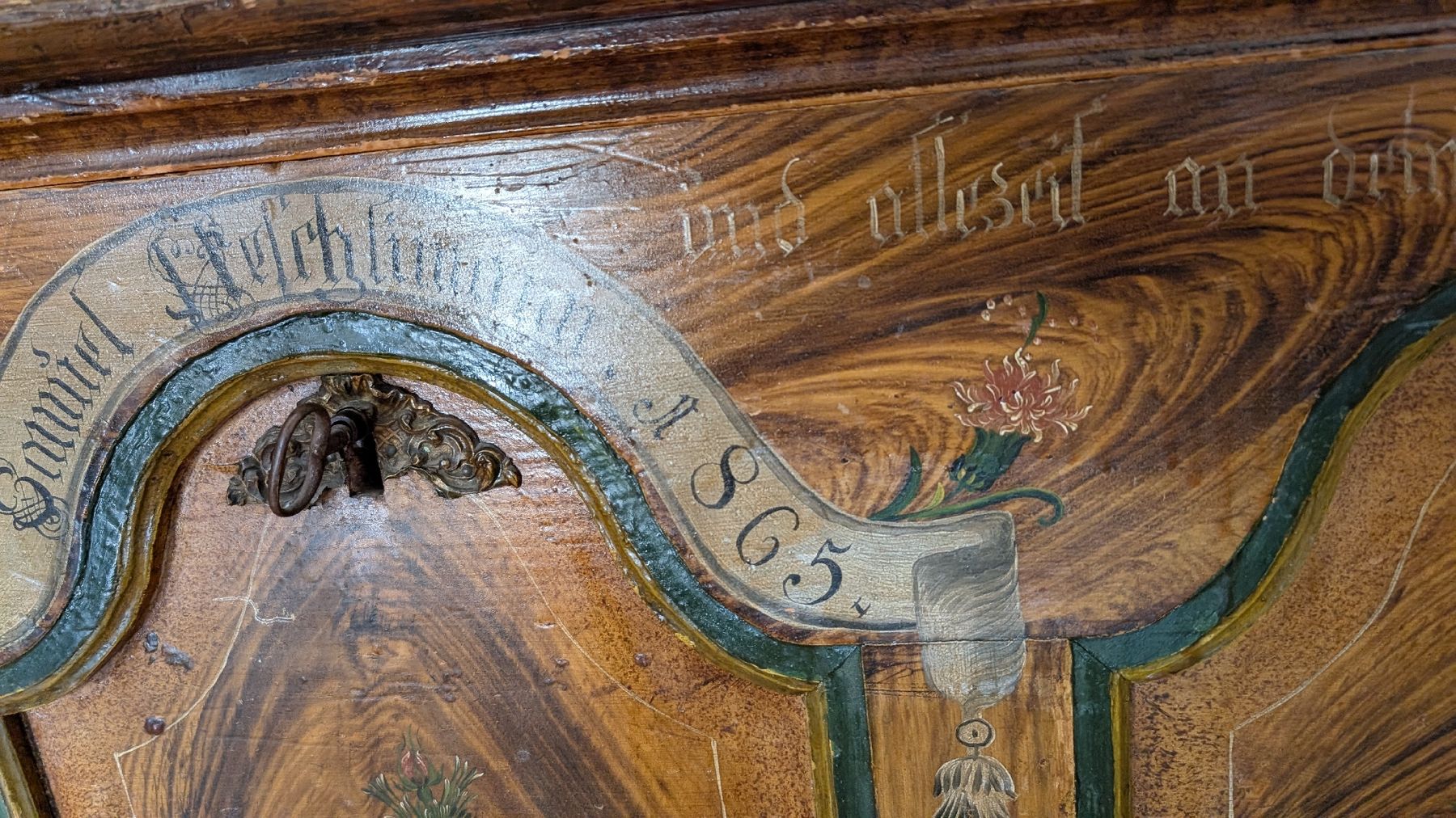 Antique Painted Wooden Chest, Dated 1865, Great Decor! (Gebraucht) in ...