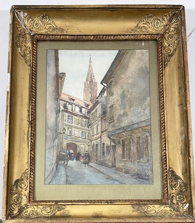 Antikes grosses Aquarell mit Stadtgassen Szene unles Sign (Gebraucht) in Root für CHF 20 – mit ...