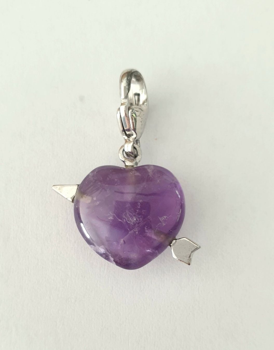 Charm Silber 925 "Herz mit Amethyst" (Rhodiniert) - NEU (Neu und ...