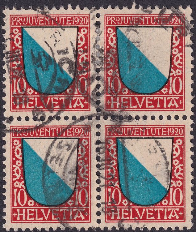 1920, J16 im Viererblock von Zürich, Kat: 360.- (Gebraucht) in Sursee ...