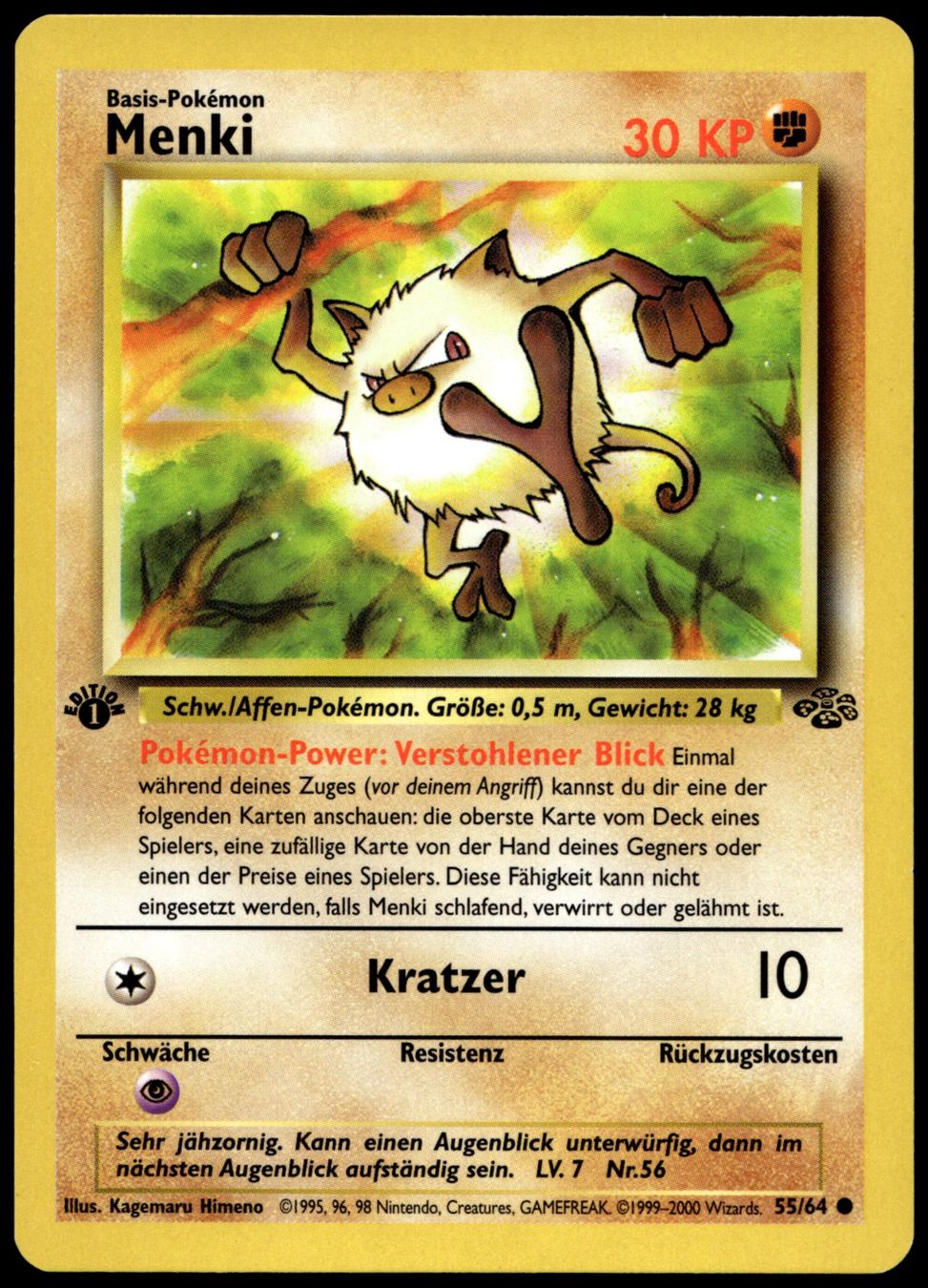 Menki 55/64 Pokémon Jungle 1.Edition ab 1.- (Neu (gemäss Beschreibung ...