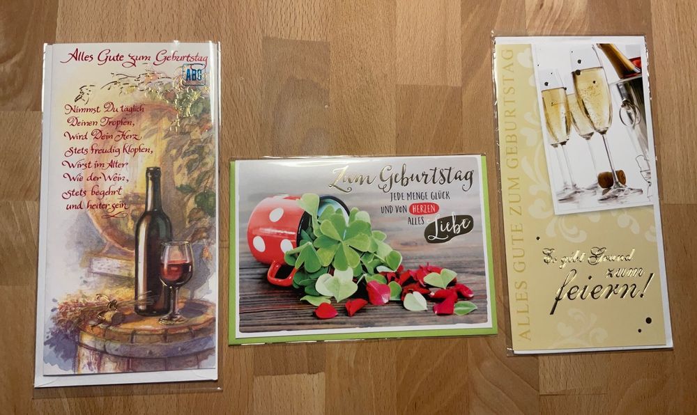 3 Stück Geburtstags-Glückwunschkarten - NEU (Neu und originalverpackt) in Krauchthal für CHF 3.9 ...