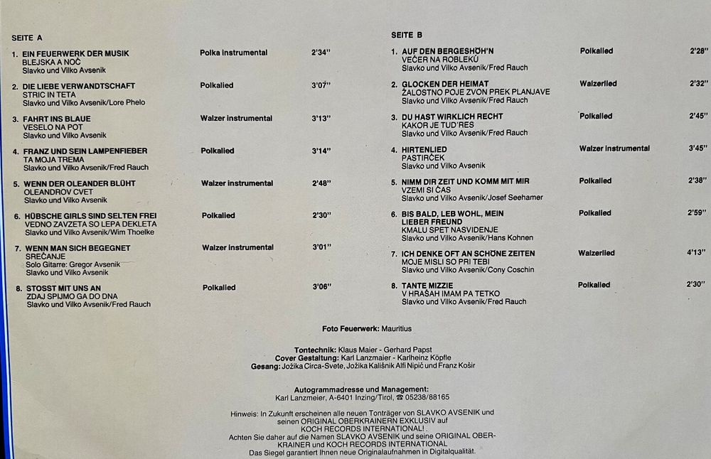Slavko Avsenik Ein Feuerwerk Der Musik Koch Records LP 🛀 (Gebraucht) in ...