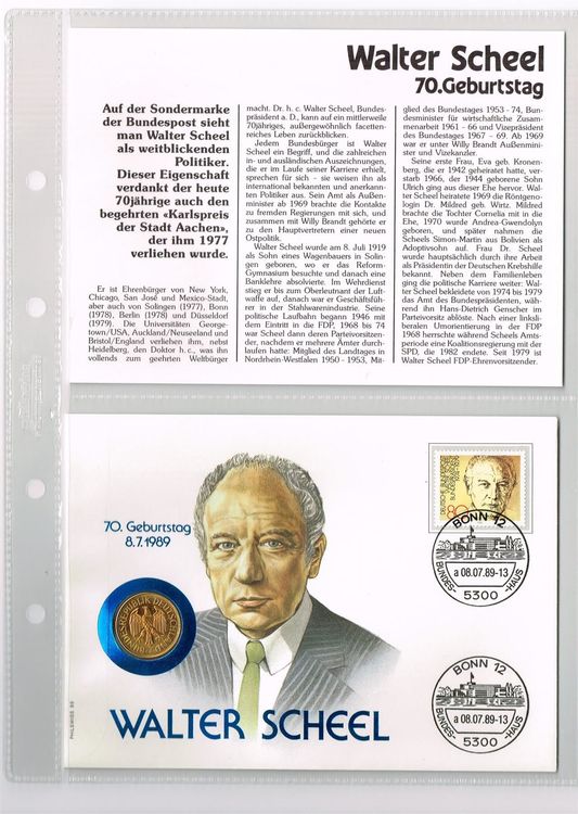 1989_Walter Scheel _70. Geburtstag (Neu (gemäss Beschreibung)) in ...