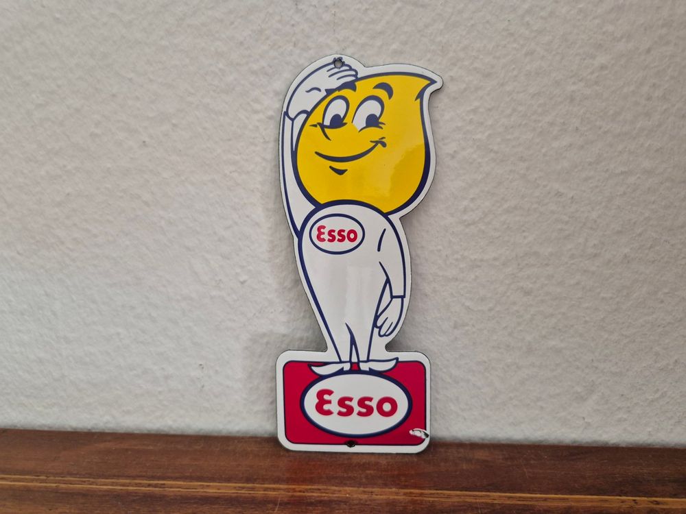 Emailschild Esso Tankstelle Tanksäule Service Emaille Schild (Neu ...