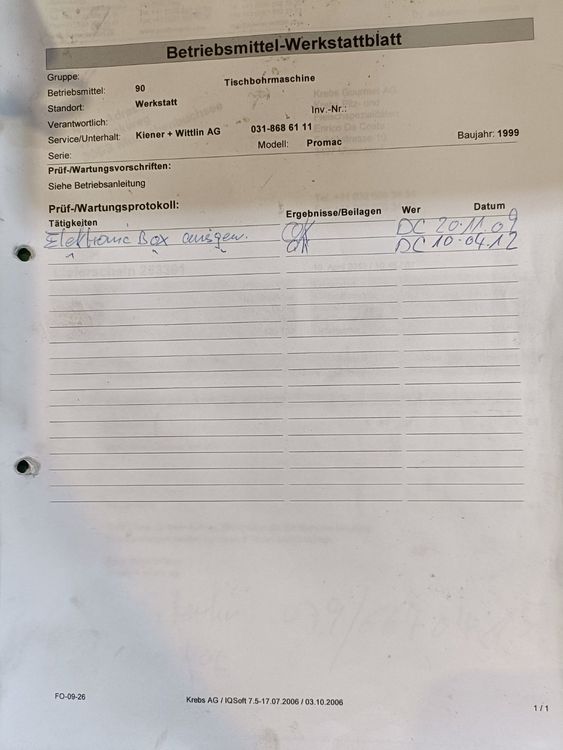 PROMAC Tisch-Säulenbohrmaschine (Gebraucht) in Aefligen für CHF 353 – nur Abholung auf Ricardo ...