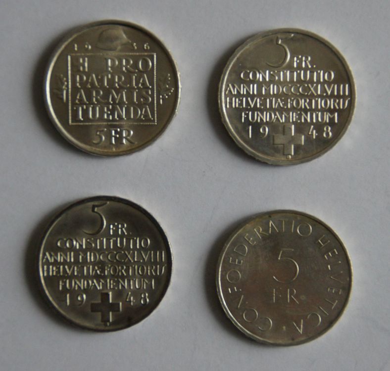 4 Gedenkmünzen 5 Franken ab 1936 (Gebraucht) in St. Margrethen SG für CHF 34 – mit Lieferung auf ...